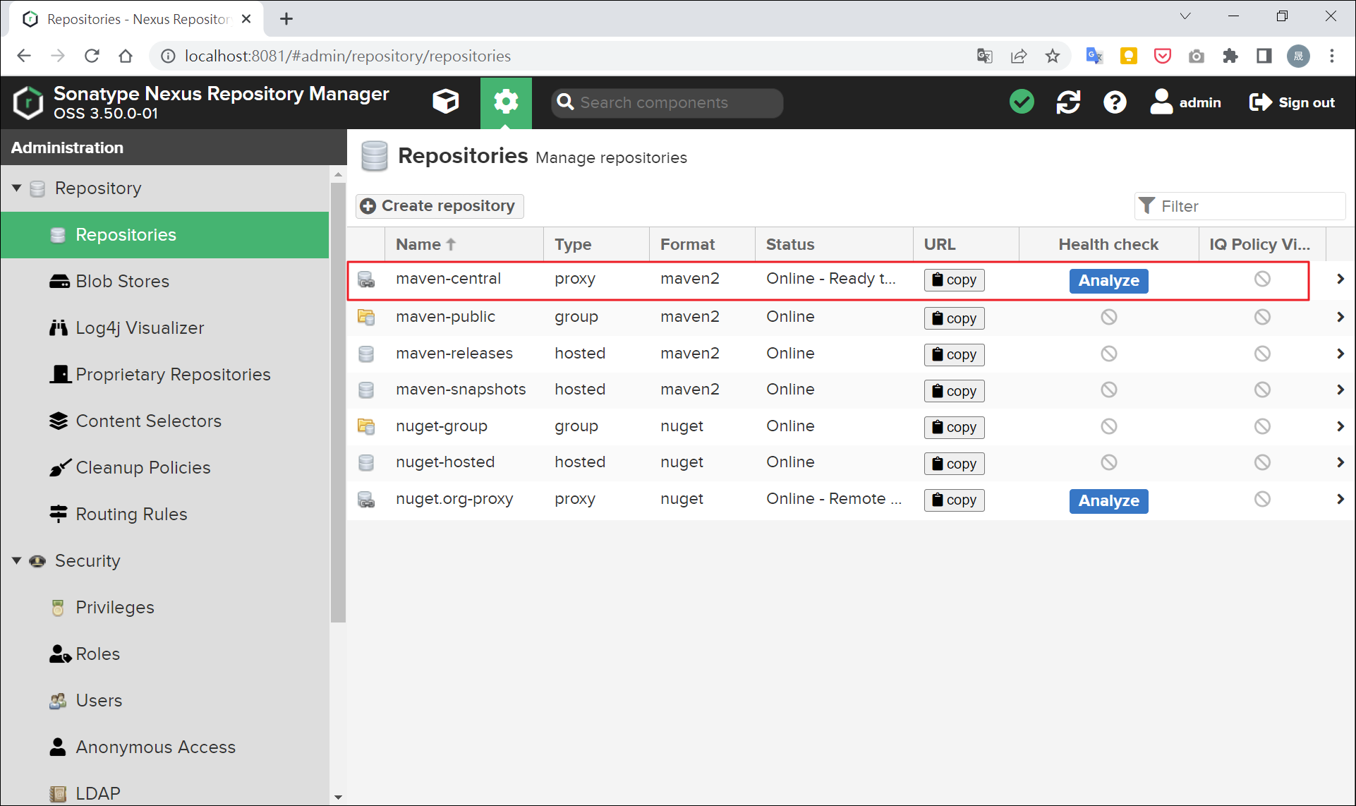 建立私有的 Nexus Repository